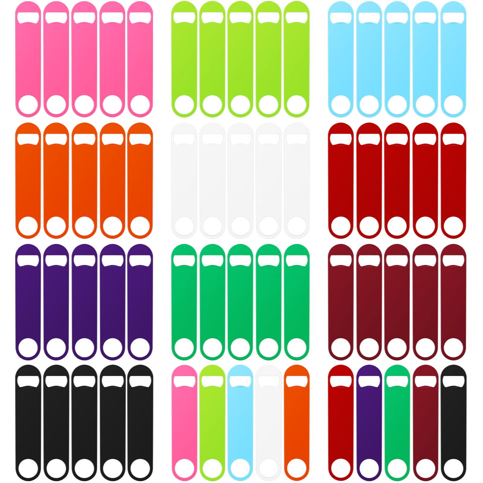 50 Pieces Bottle Opener Stainless Steel Flat Solid Bar Key 7 Inch Bartender Bottle Opener Hanging Beer Can Opener Colorful Beer Openers for Men Women Bar Kitchen Restaurant Party Supplies, 10 Colors