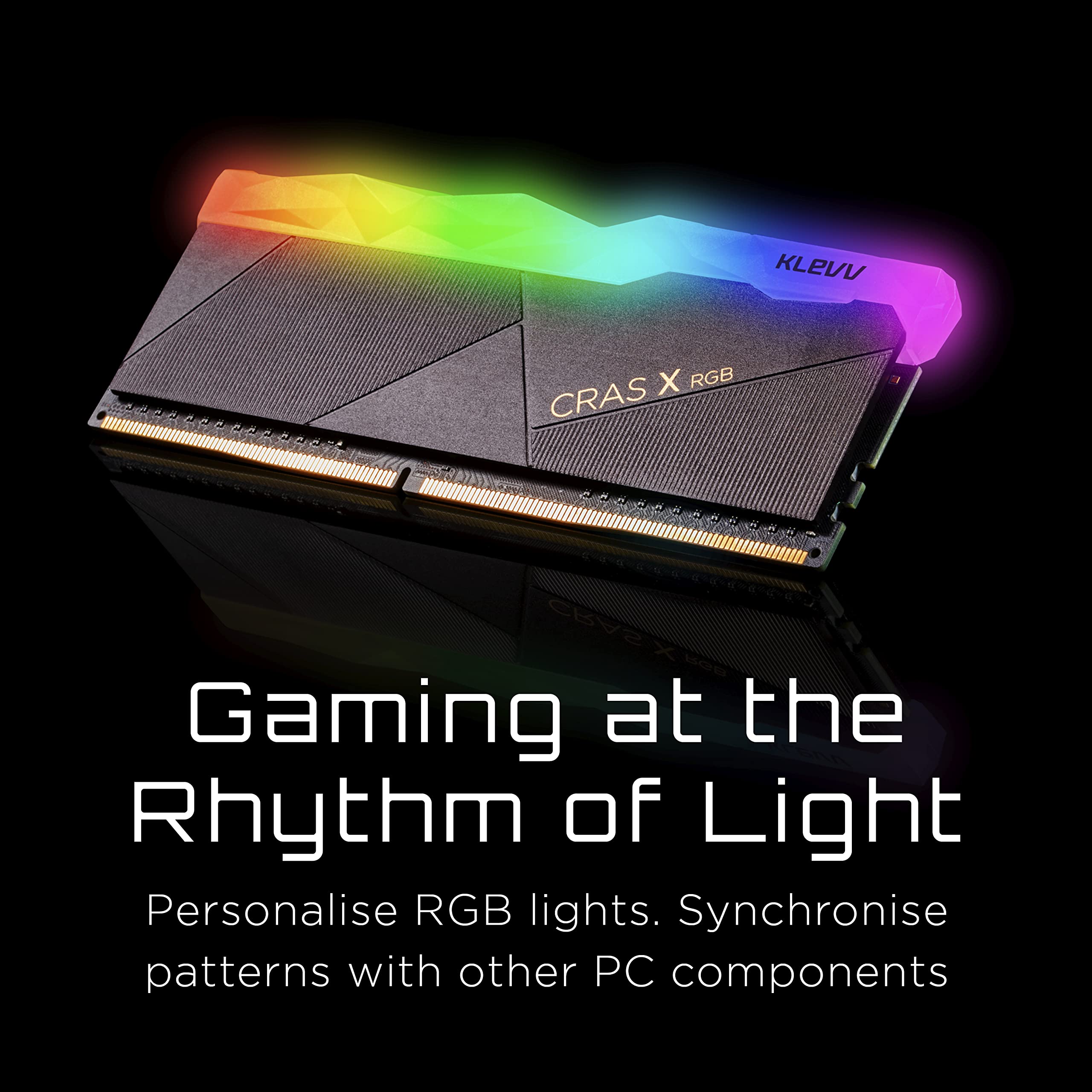 KLEVV CRAS X RGB DDR4 32GB (2x16GB) 3200MHz CL16 1.35V Gaming Desktop Ram Memory SK Hynix Chip XMP 2.0 Ready (KD4AGU880-32A160X)