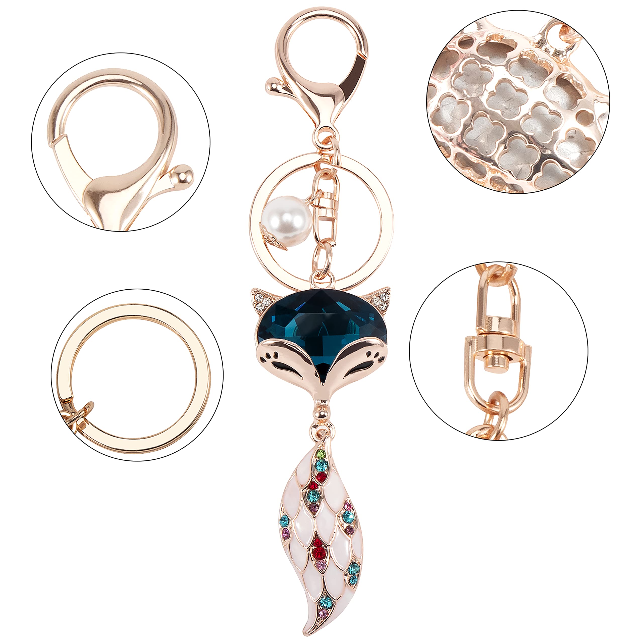 BeShiny Fox Keychains for Women Creative Animal Key Chains Handbags Key Ring Bag Charms Purse Pendant Gifts for Women (Red)