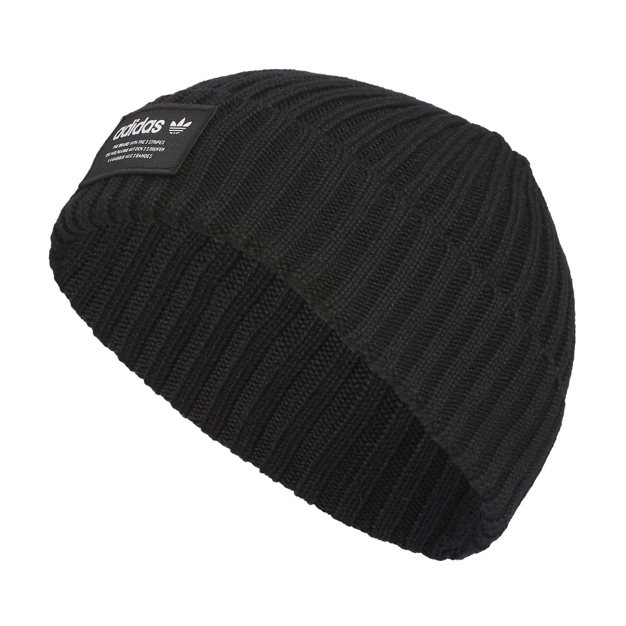 adidas Originals Rib Cuff Fold Beanie, Semi Impact Orange/Black/White, One Size