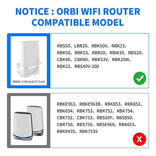 HomeMount for Netgear Orbi Wall Mount - Wall Mounting Bracket Kit Compatible with Orbi Tri-Band Router,Satellite,RBS50,LBR20,RBK50V,RBK23,RBK50,RBS20,AC2200,AC3000 (Clear 2Pack)