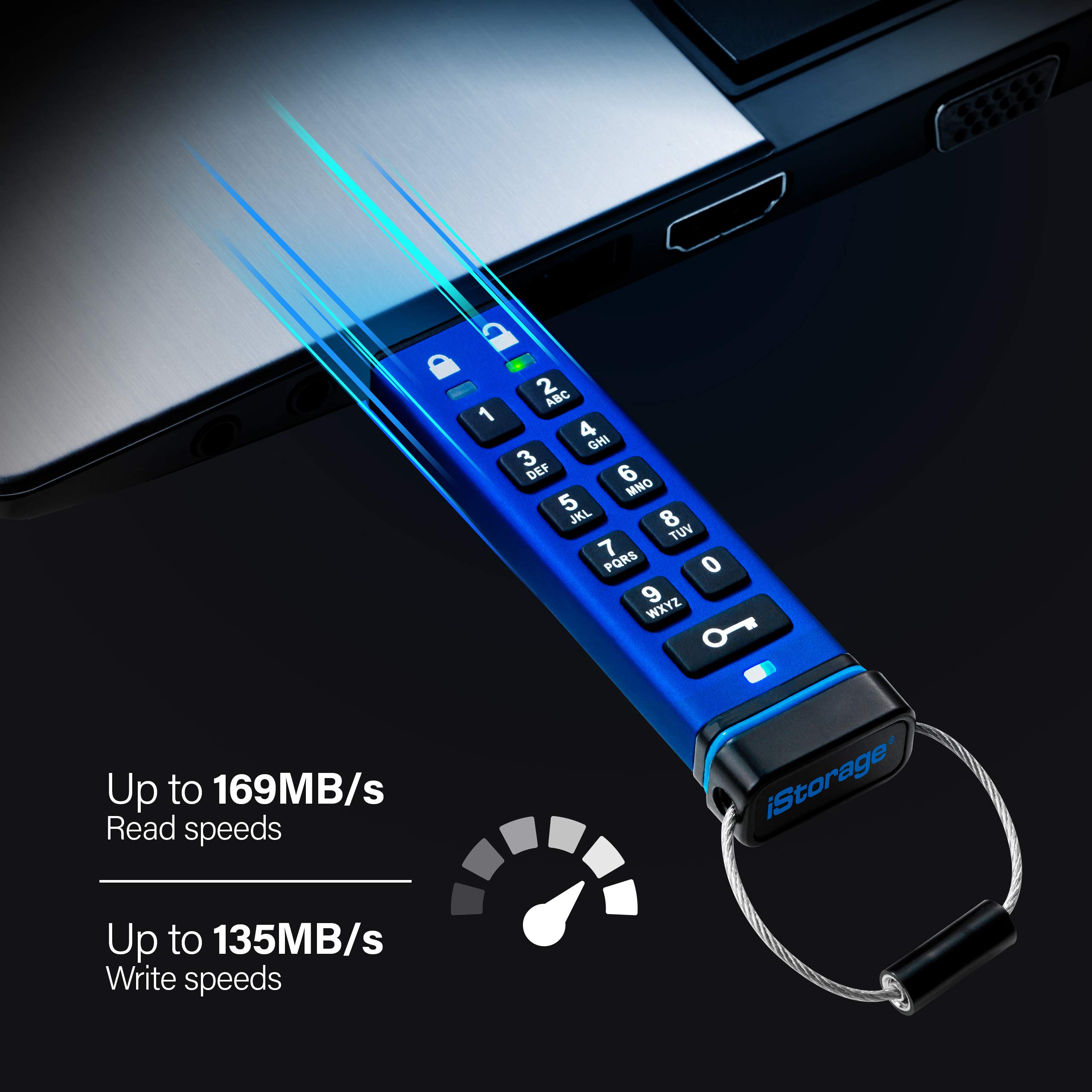 iStorage datAshur PRO 128 GB | Encrypted USB Memory Stick | FIPS 140-2 Level 3 Certified | Password protected | Dust/Water Resistant