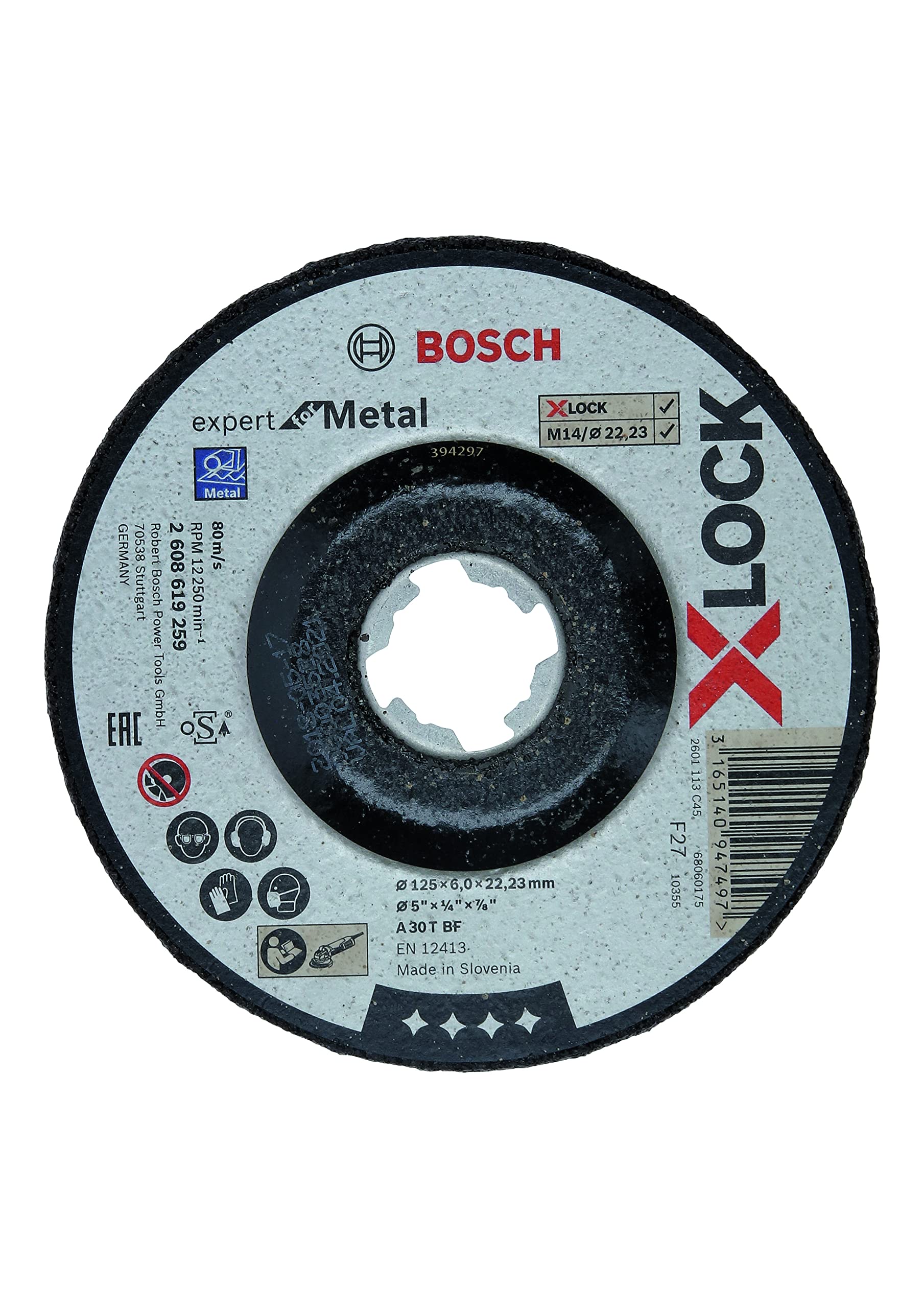 Bosch Professional 2608619259 Cranked Cutting Disc Expert (for Metal, X-Lock, Diameter 125 mm, Bore Diameter 22.23 mm, Thickness 6 mm)