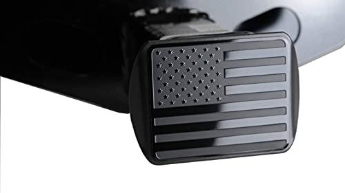 eVerHITCH USA Stainless Steel Flag Emblem Metal Hitch Cover with Pin Bolt (Fits 2" Receivers, Black)