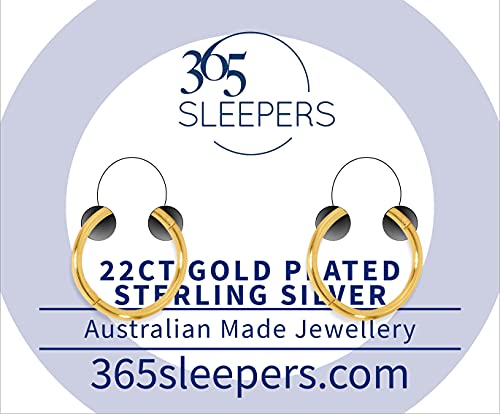 365 SLEEPERS Sterling Silver Unisex Hinged Hoop Nose Helix Tragus Lip Ring Sleeper Earrings - Hand Made In Australia - Nickel Free Hypoallergenic - 8mm - 10mm - 12mm