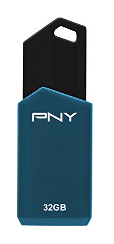 PNY Retract USB 2.0 Flash Drive, 32GB, Gray, Blue, or Red - Color May Vary (P-FD32GRTCG-GE) grey