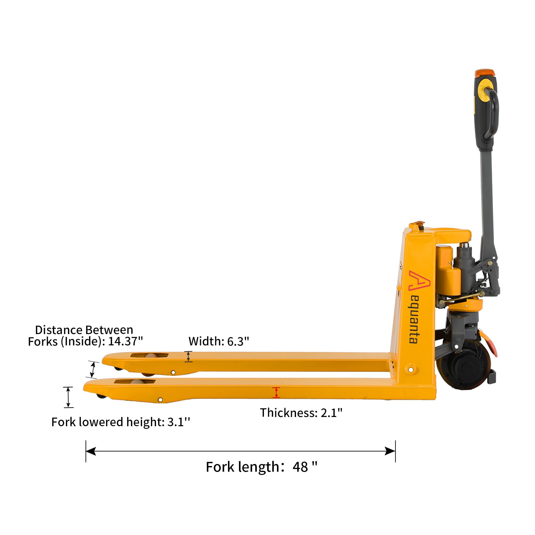 Aequanta Economical Pallet Jack 3300lbs Capacity Electric Pallet Truck Lithium Battery Mini Type Jack 48''x27'' Fork