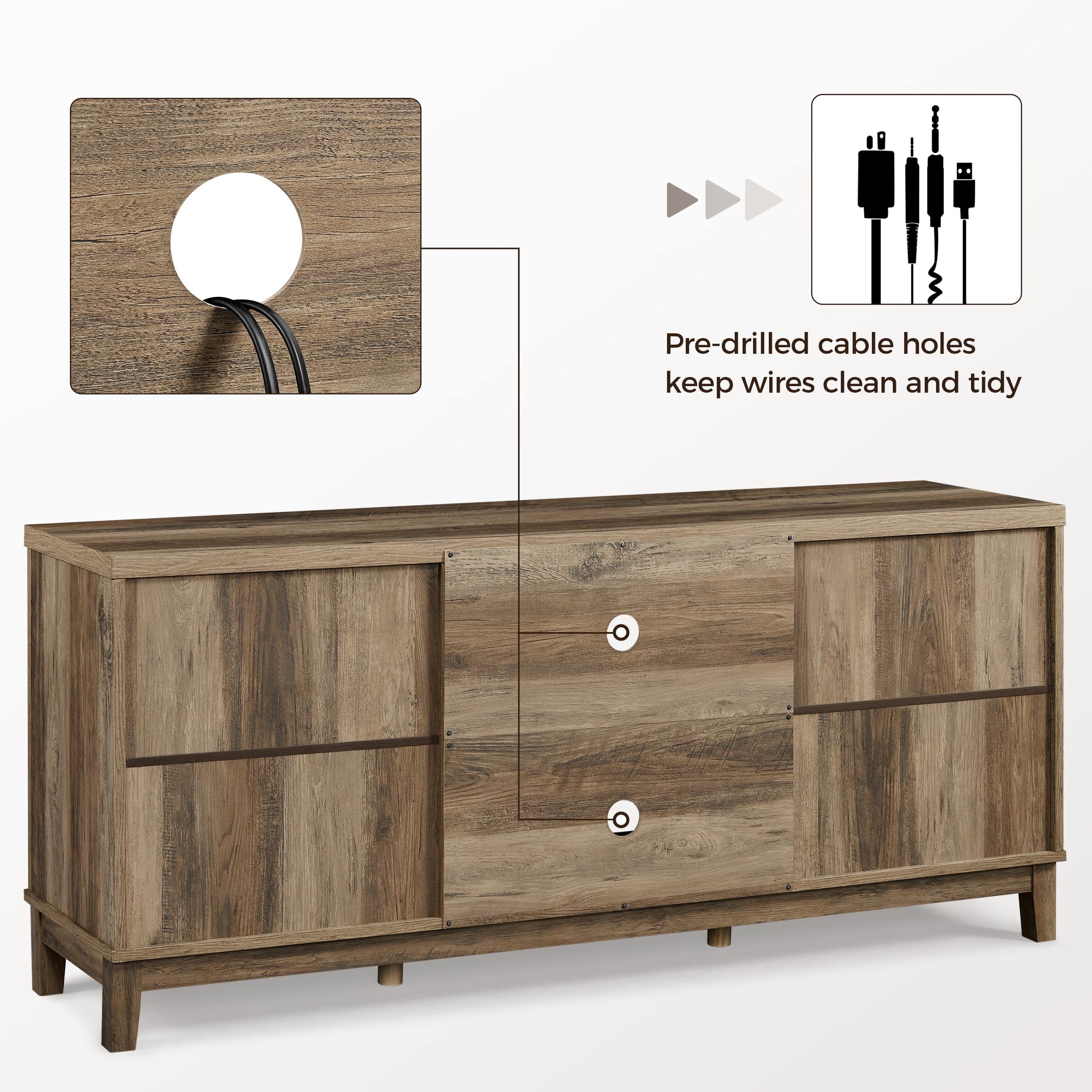 Yaheetech TV Stand Entertainment Center for 55 65 Inch TV, Farmhouse Storage TV Console Cabinet with Barn Doors for Living Room, Rustic Oak