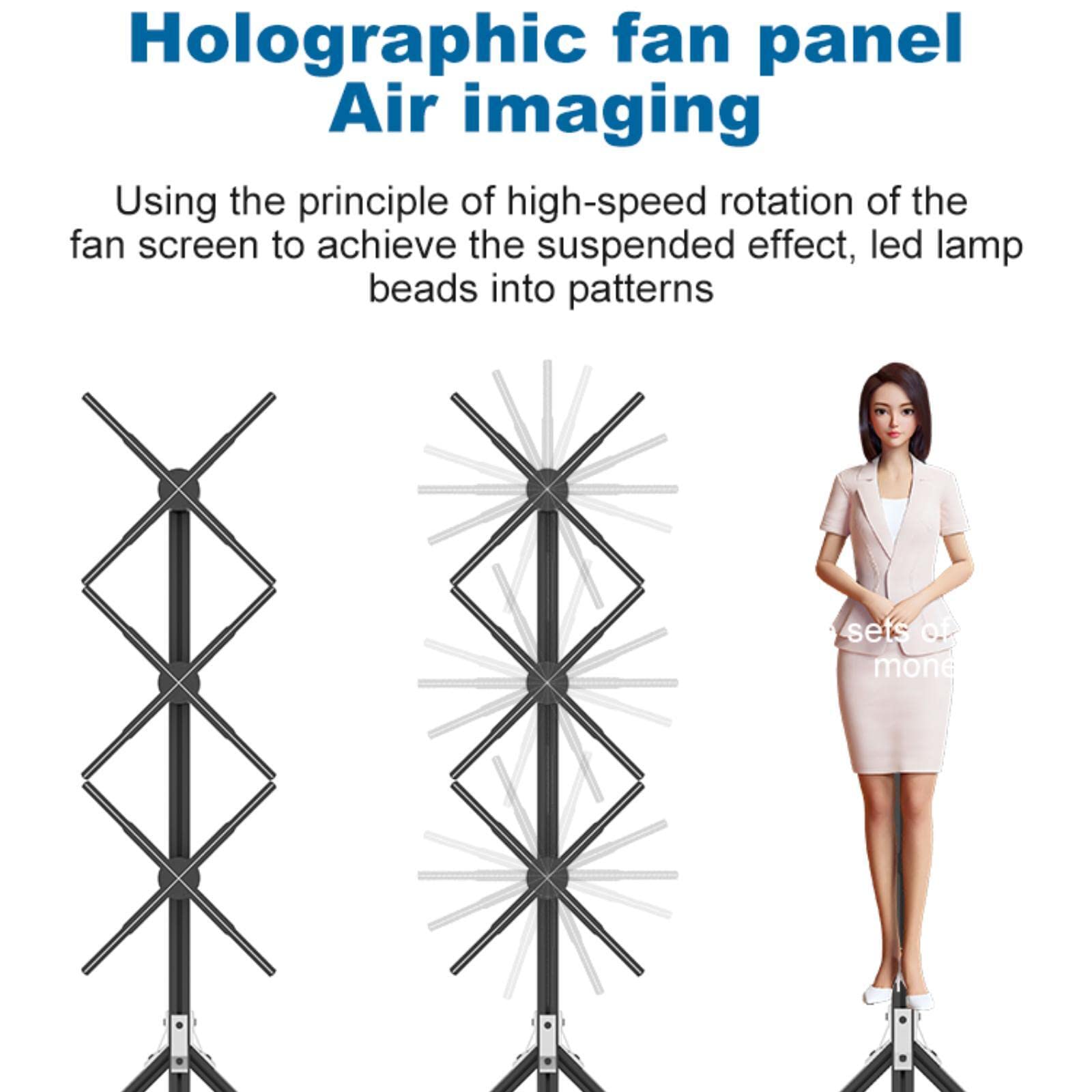 3D hologram fan-19.6in 1080PX Hi-Resolution 576 HD LED beads hologram fan-Holographic Video Advertising Projector Support real-time screen casting+splicing+Bluetooth audio+APP (A-P50)