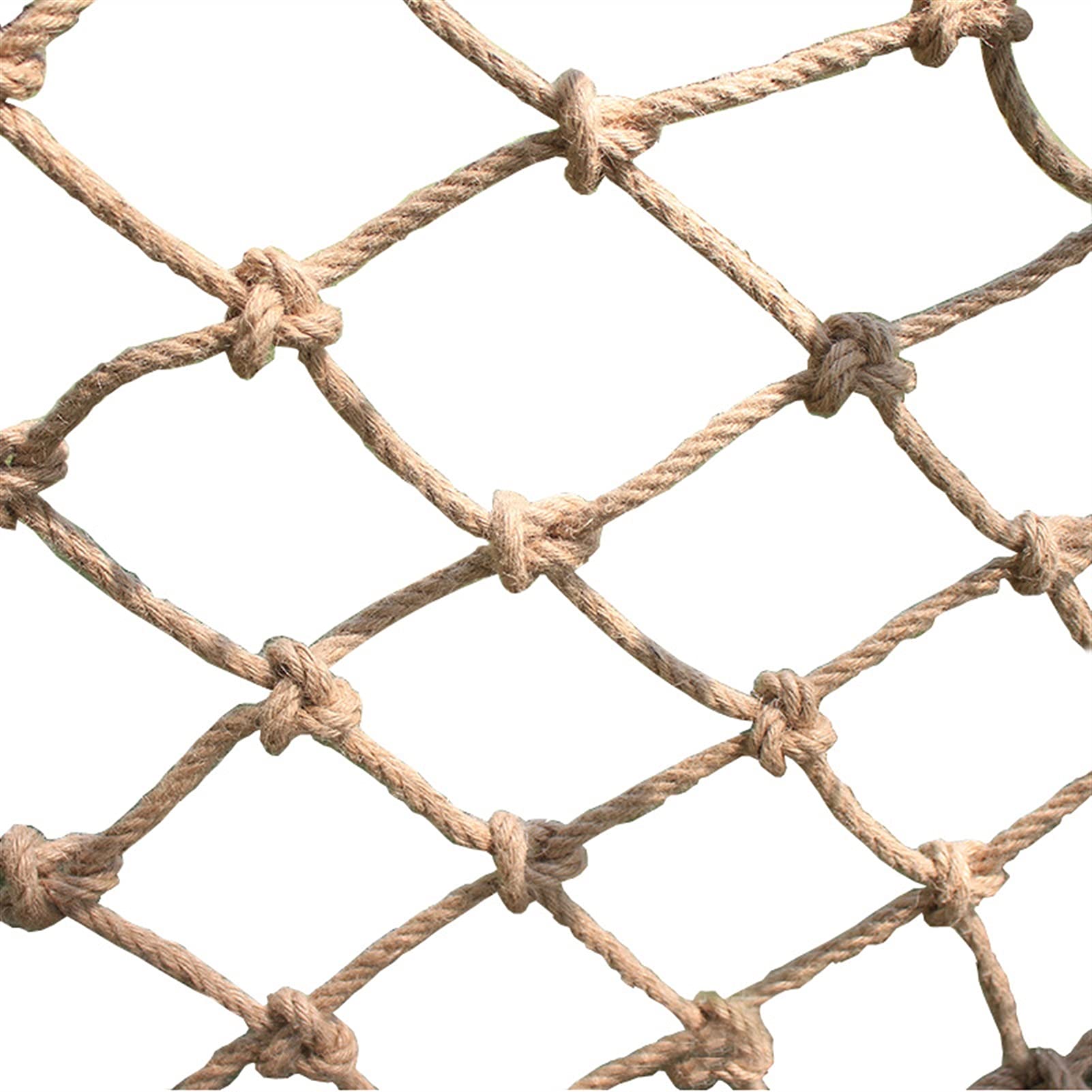 RZM Anti-Fall Net，Decor Net Hemp Rope Decoration Net Climbing Net Ceiling Outdoor Party Decoration Wall Net, 10cm Mesh Child Safety Netting for Balcony (Color : Beige-8mm, Size : 1x1m)