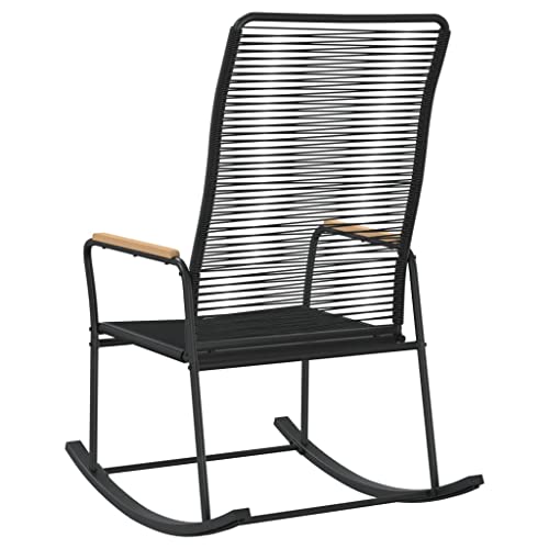 BUKSCYJS Camping Rocking Chairs,Rocking Chairs for Outside,Rocking Chairs for Outside Foldable,Rocking Lawn Chairs Foldable with Shocks,Patio Rocking Chair Black 23.2"x31.3"x40.9" PVC Rattan