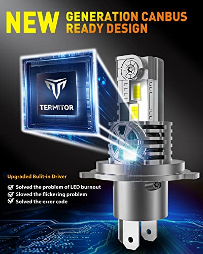 Fahren 2023 Upgraded H4/9003/HB2 LED Headlight Bulb, 30000LM 800% Ultra Brightness, 6500K Cool White, Wireless 1:1 Halogen Size, Hi/Lo Dual Beam, Plug and Play, Pack of 2