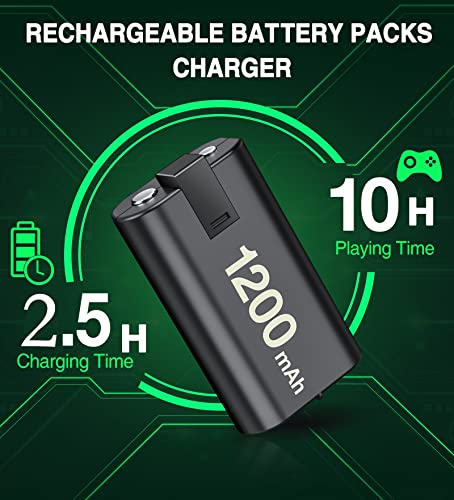 Charger for Xbox One Rechargeable Battery Pack, Charger Station for Xbox One Controller Battery Pack, Xbox One Accessories with 4×1200mAh Xbox Battery Pack for Xbox Series X|S/Xbox One S/X/Elite