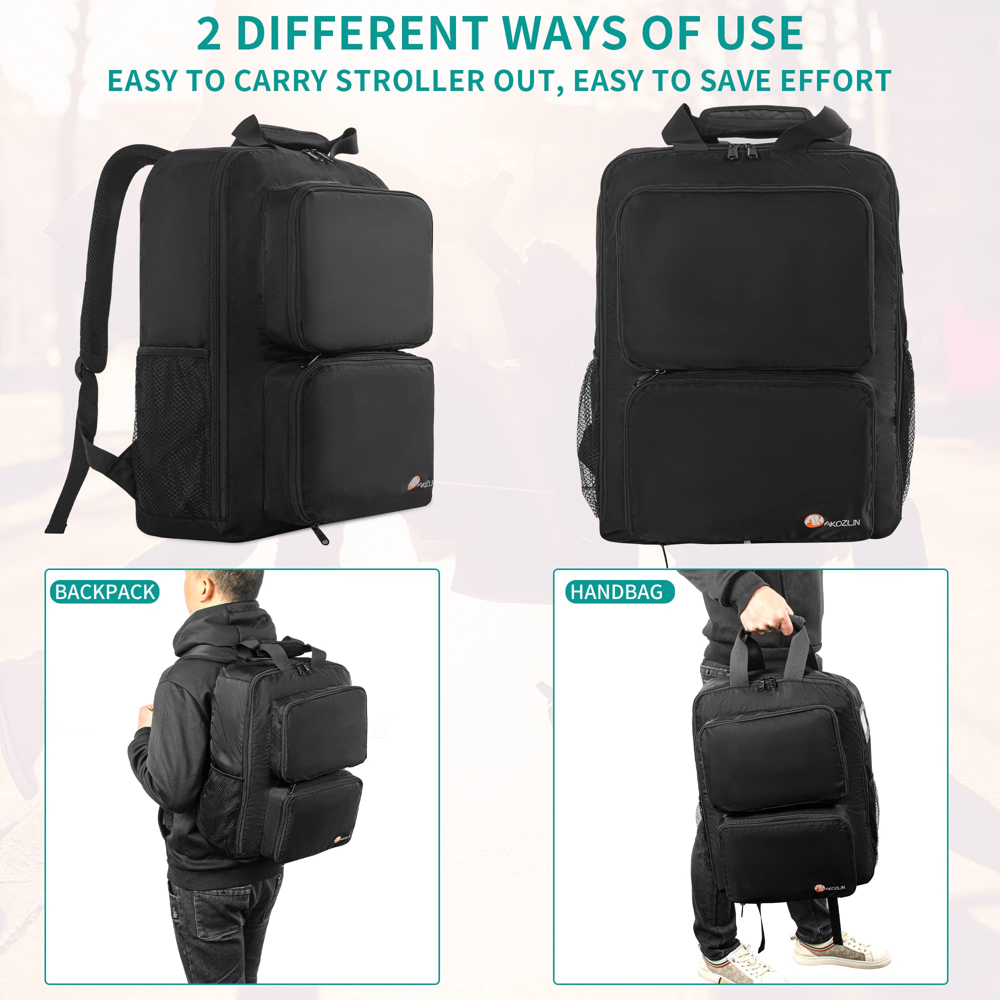 AKOZLIN Foldable Stroller Travel Bag Backpack Compatible with GB Pockit+ All City/GB Pockit Air All Terrain/Gb Pockit Stroller(14.2”×8.7”×20.5”)