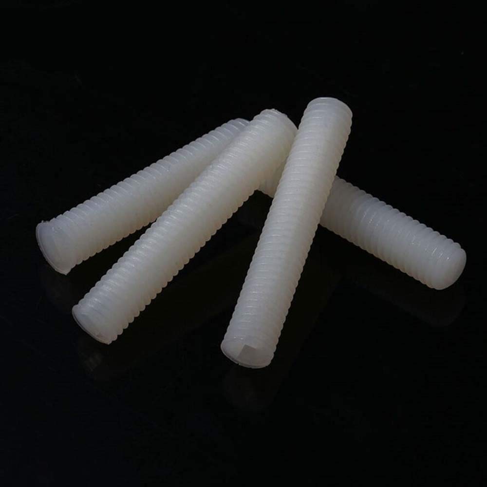 M8 / 8mm White Nylon Slotted Head Set Screws Flat Point Grub Screws Nylon (20Pcs, M8 x 20 mm)