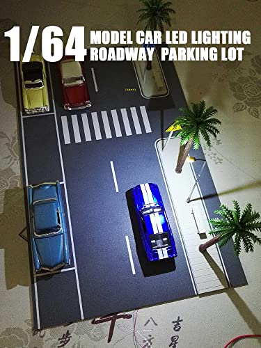 Diorama 1/64 Car Garage Model LED Lighting Car Parking Lot City Road Display Scene Model Toy