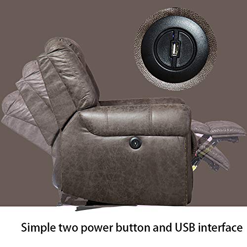ANJ Electric Recliner Chair W/Breathable Bonded Leather, Classic Single Sofa Home Theater Recliner Seating W/USB Port (Smoky Gray)