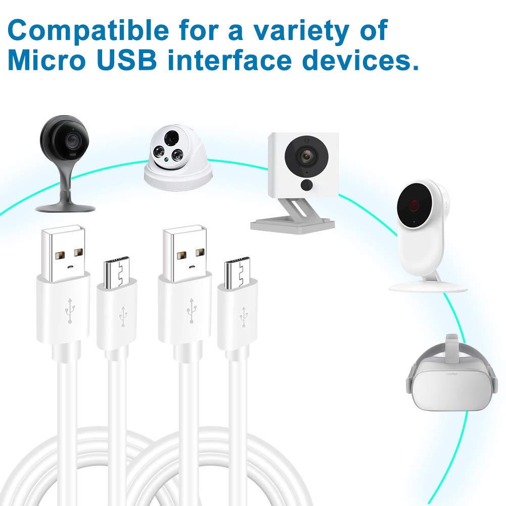 SIOCEN 2PCS 10FT USB Power Extension Cord Compatible with Wyze-Cam, WyzeCam Pan,Yi Cam,YI Dome Home Camera,Oculus Go,Kasa,Nest Cam,Netvue,Blink,Furbo Dog,Security Surveillance Camera Charging Cable