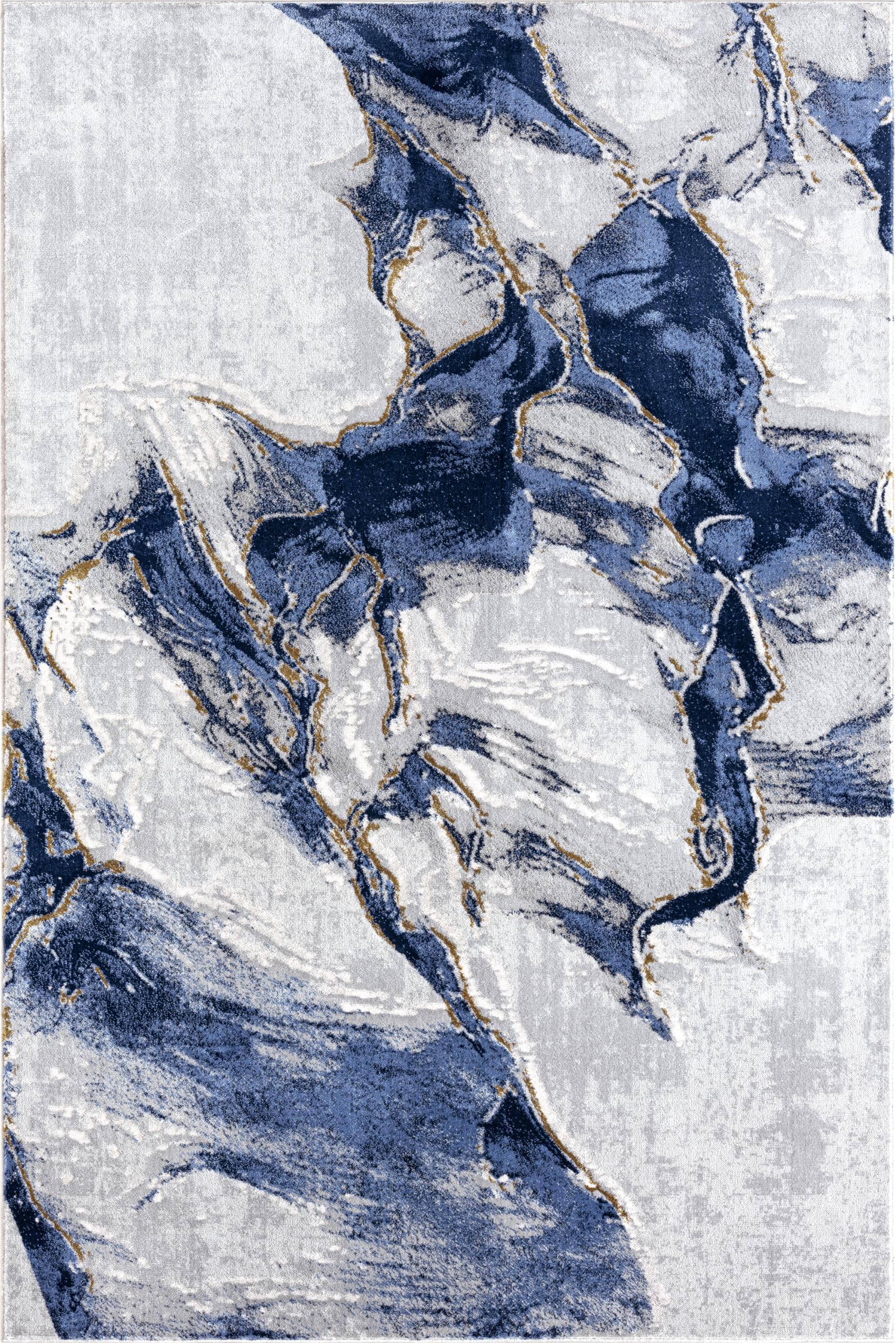 Abani Regal Collection Area Rug - Abstract Grey Blue Design - 8' x 10' - for Living Room, Bedroom & Office