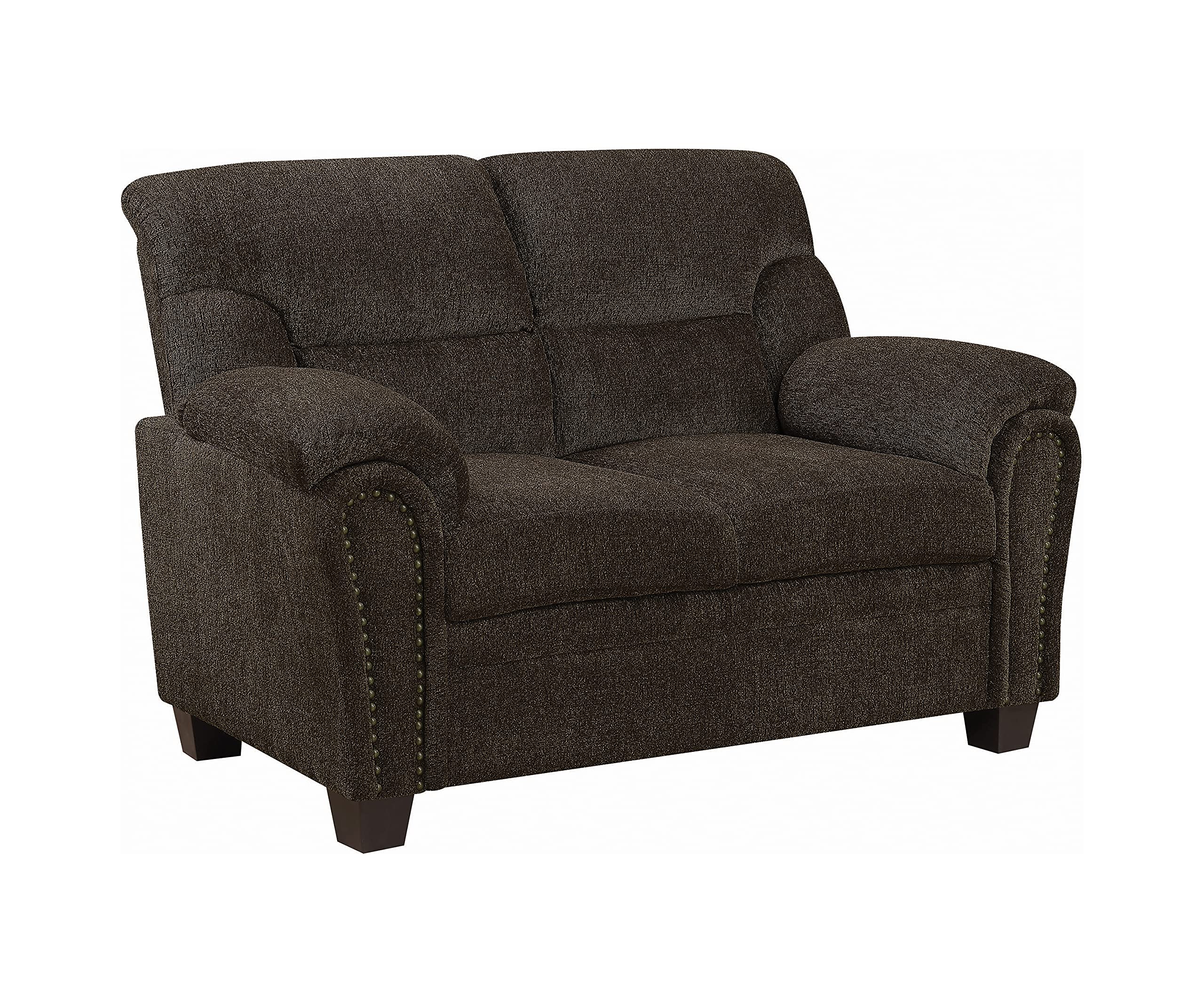 Clementine Padded Loveseat with Nail Heads Brown 506572