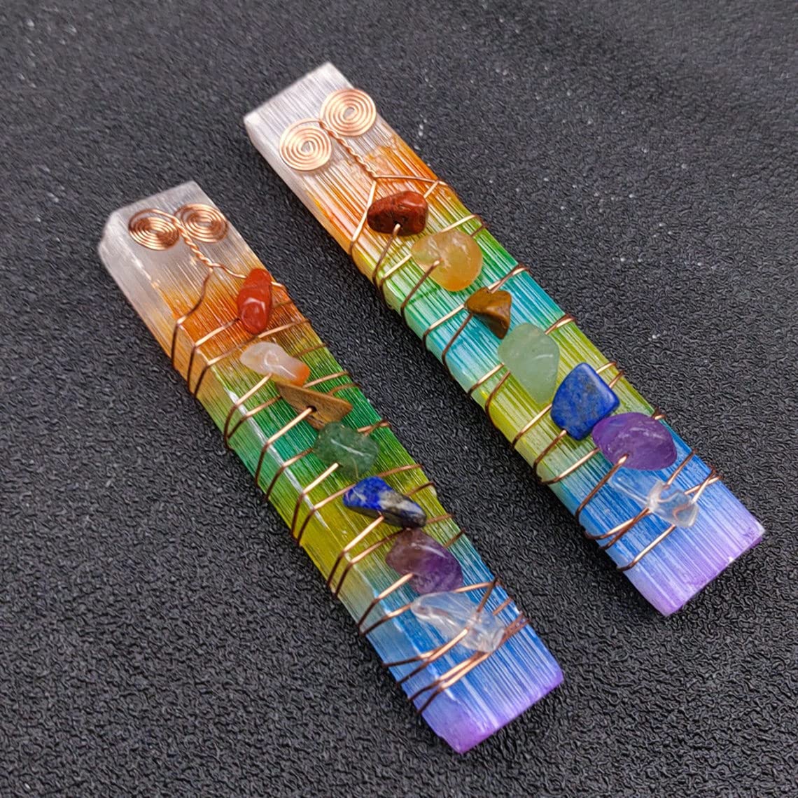 7 Chakra Healing Selenite Stick. Natural Tumble Stone Wand. Pendant, Gemstone, Meditation, Charging, Clearing, Meditation Yoga Decor., Small