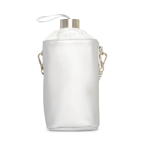 Betsey Johnson Rhinestone Hydration Bag with Water Bottle, Silver