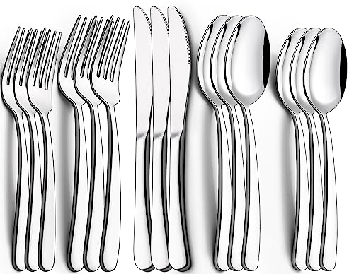 EWFEN 60-Piece Silverware Set, Heavy Duty Stainless Steel Flatware Set for 12, Food-Grade Tableware Cutlery Set, Utensil Sets for Home Restaurant, Mirror Finish, Dishwasher Safe