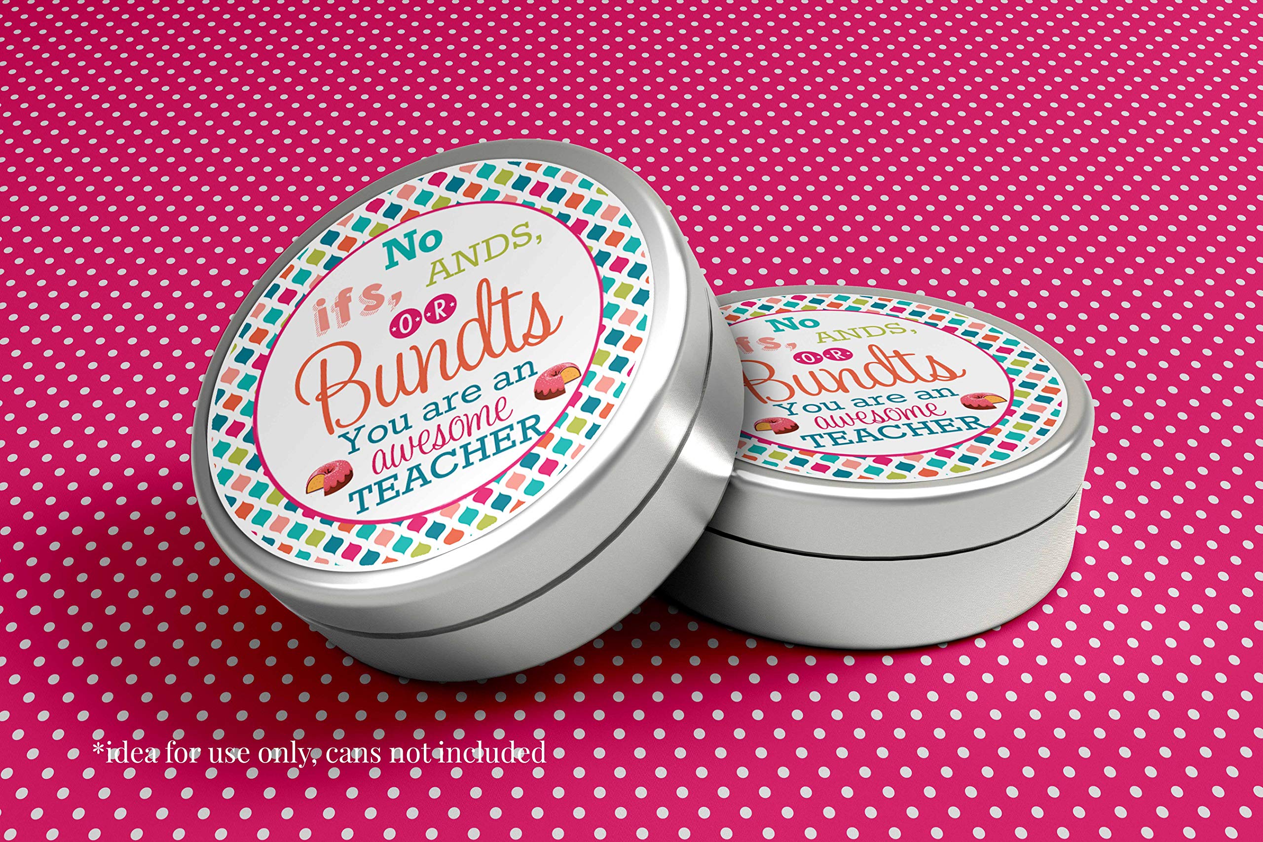 No IFS, Ands, or Bundts Cake Themed Teacher Appreciation Thank You Sticker Labels, 40 2" Party Circle Stickers by AmandaCreation, Great for Envelope Seals & Gift Bags