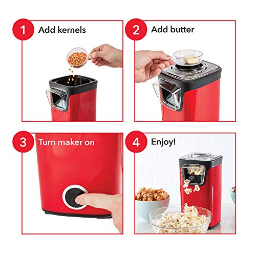 DASH Turbo POP Popcorn Maker with Measuring Cup to Portion Popping Corn Kernels + Melt Butter, 8 Cup Popcorn Machine - Aqua
