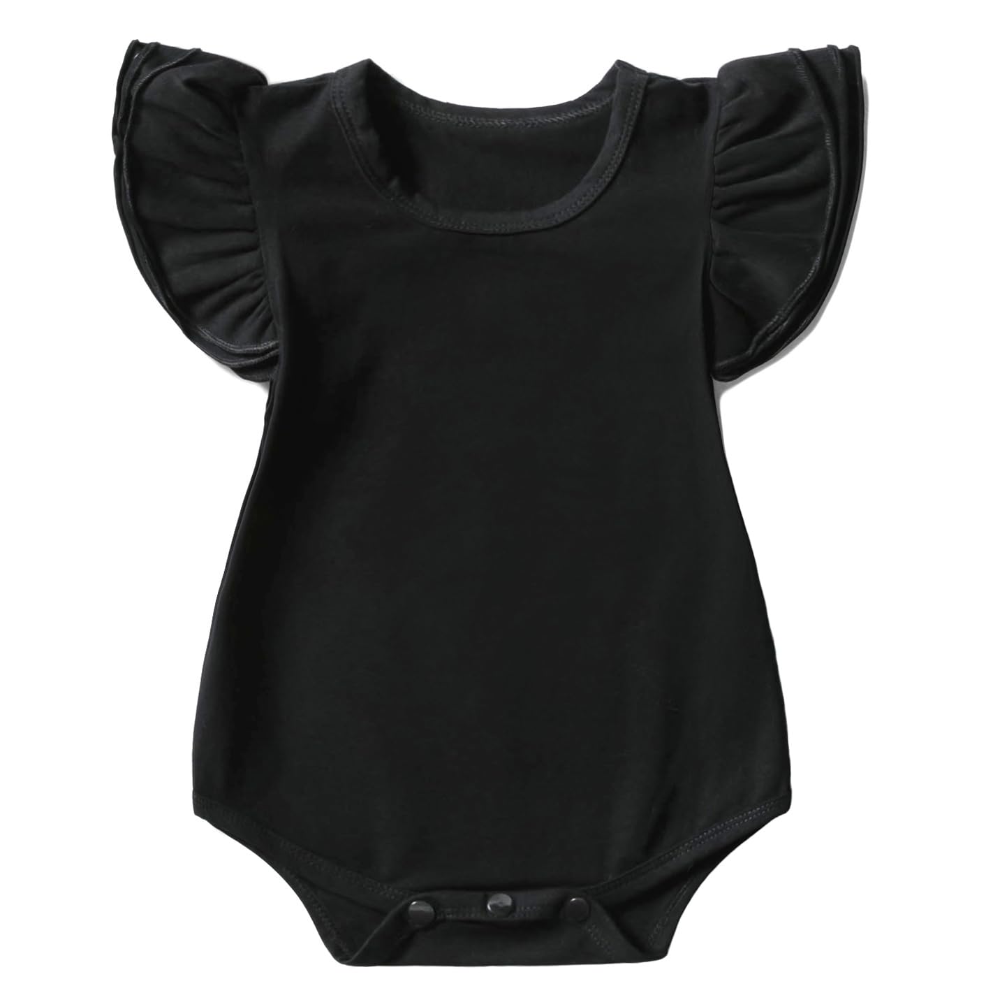 Y·J Back home Black Baby Girl Ruffle Black Onesie Shirt Infant Cotton Clothes Toddler Suit Clothing Summer Onepiece Outfit Sleeveless Bodysuit Newborn Romper,0-3 Months