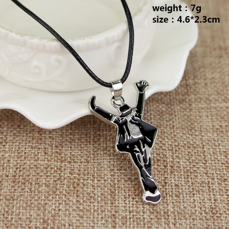 925 Sterling Silver Plated Dancing King"Michael Jackson" Charm Pendant Necklace