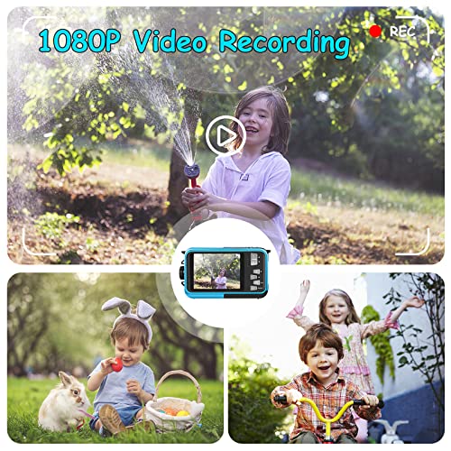 32GB 10FT 30MP FHD 1080P Compact 16X Digital Zoom Underwater Digital Camera for Snorkeling, Blue