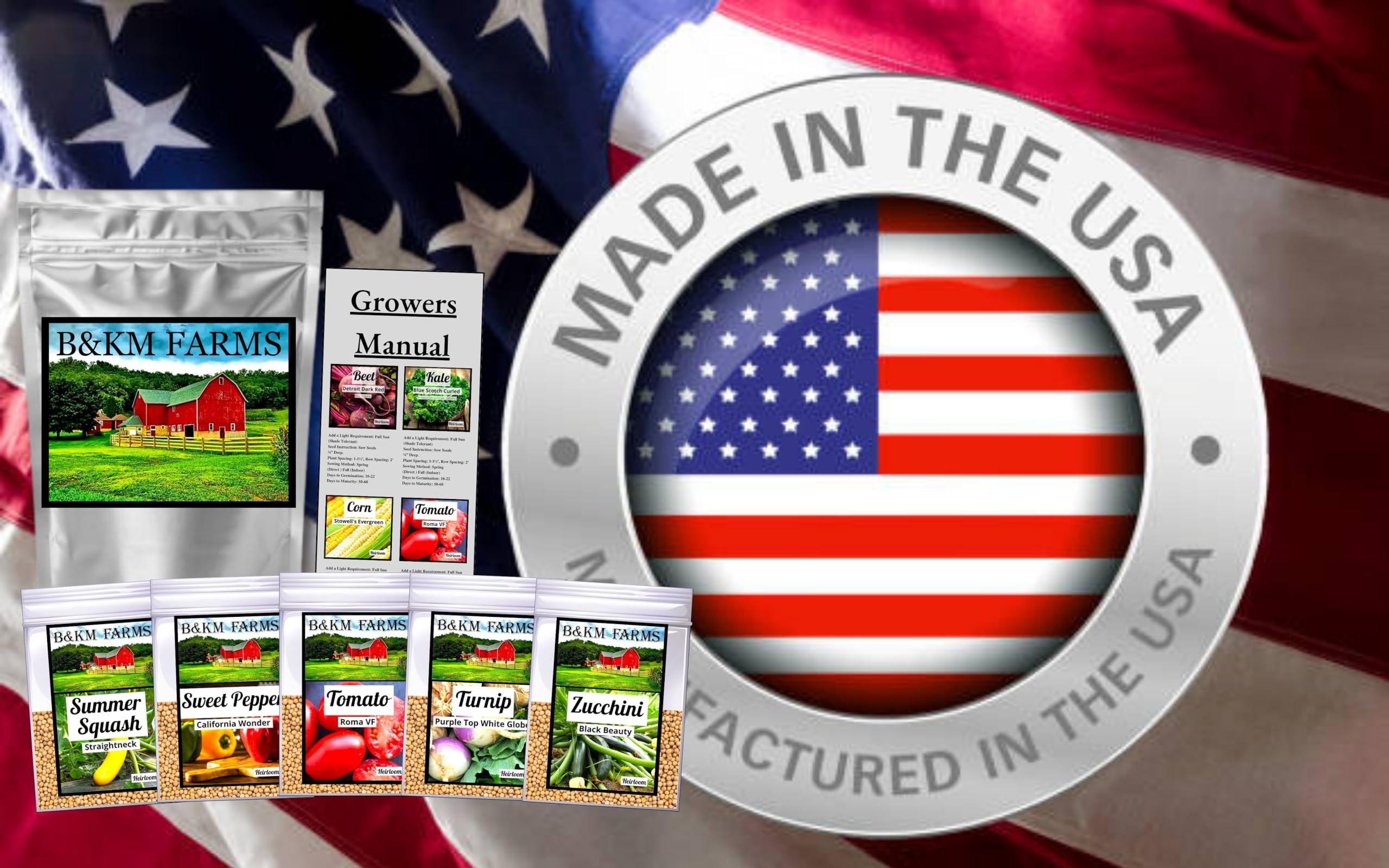 50 Vegetable & Herb Seeds for Planting Outdoor & Indoor Conventional Seed Gardens. This Survival Seed Kit Includes 12,500 Seeds, A Planting Guide & A Mylar Package. Heirloom Non-GMO Seed By B&KM Farms
