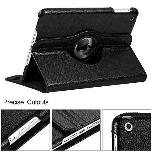 LayYun iPad Mini 1/2/3 Case - 360 Degree Rotating Stand Smart Cover Case with Auto Sleep/Wake Feature for Apple iPad Mini 1 / iPad Mini 2 / iPad Mini 3 … (Black 04)