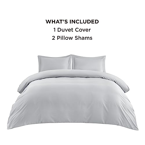 Bedsure Cooling Duvet Cover King - Silky and Breathable Eucalyptus Lyocell Cotton Hybrid Comforter Cover Set for Hot Sleeper - Hypoallergenic and Moisture Wicking Cooling Bedding Set, Silver Grey