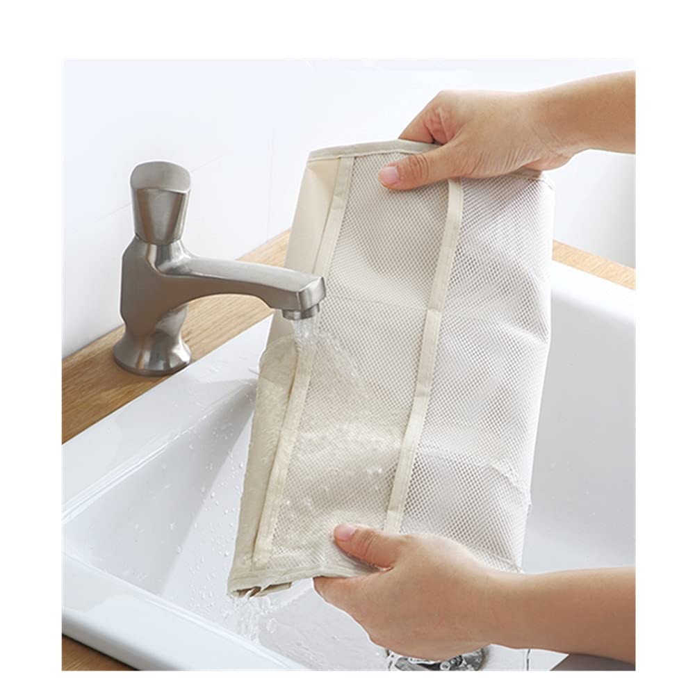 ZHONGLI Hanging mesh Pockets, Oxford Cloth Double-Sided Wardrobe Storage Bags, Used for Underwear, Bras, Socks, Accessories with Hangers (Beige(5+10))