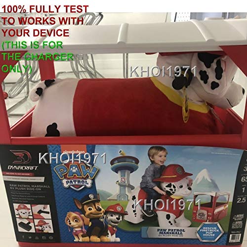 KHOI1971 Wall Charger AC Adapter Power Cable Cord Compatible with Dynacraft 8804-71 Paw Patrol Plush Marshall Ride-on 6V-Volt Battery