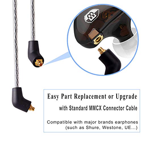 BASN High-Definition in Ear Monitor Headphones for Musicians with Detachable MMCX Earbuds; Dual Dynamic Drivers and Noise-Isolating (Brown)