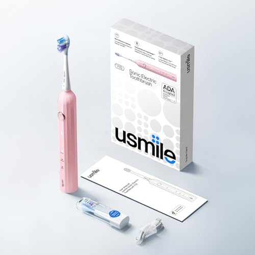 usmile [ADA Accepted] Electric Toothbrush, Type-C Rechargeable Sonic Toothbrush for Adults with 2 Brush Heads, 1 Charge Lasts for 365 Days, Whitening Powered Toothbrush with Smart Timer, Y1S Pink