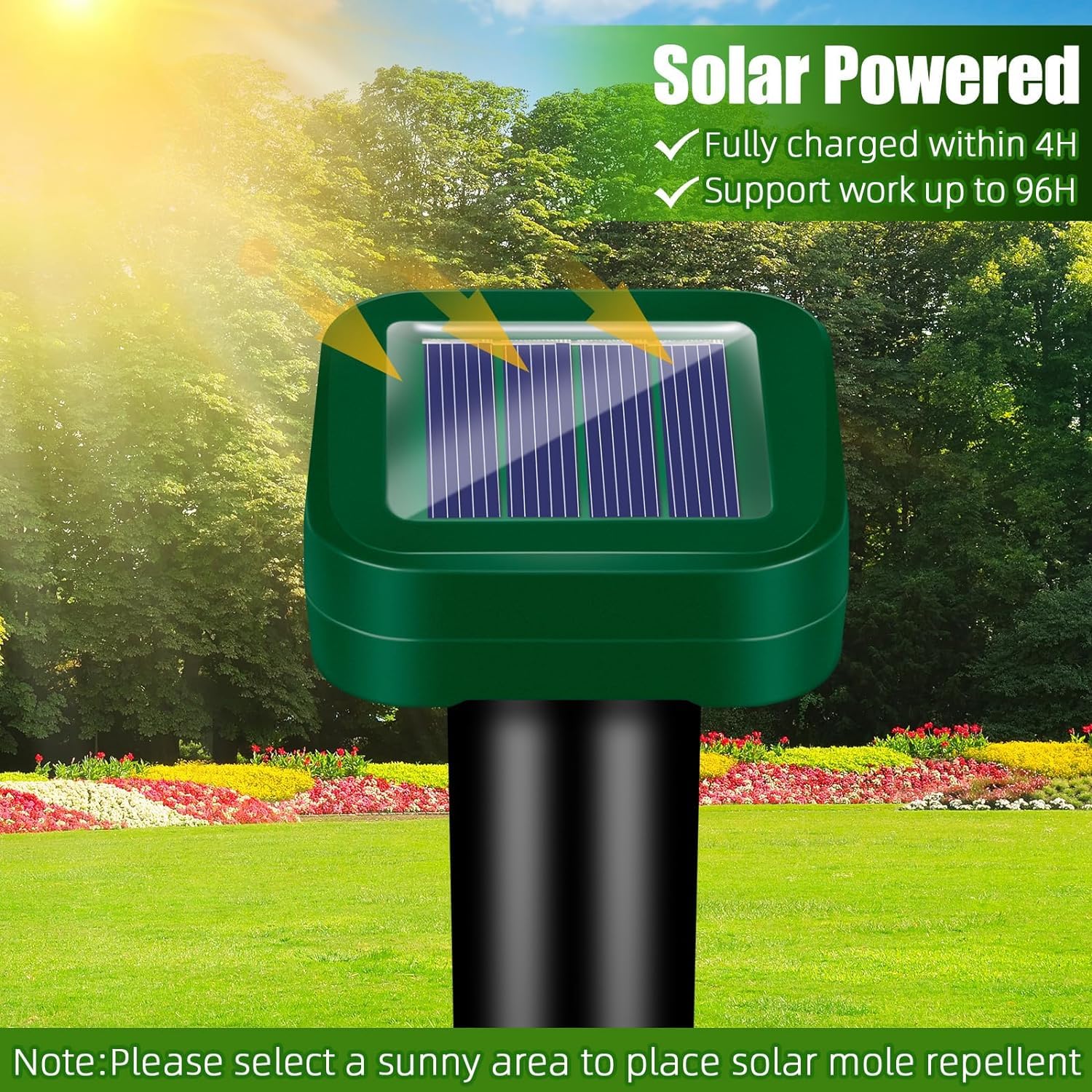 8 Pack Solar Mole Repellent Spikes 2024 Ultrasonic Animal Repellent Outdoor Solar Powered Sonic Burrowing Mole Deterrent Stake to Repel Mole Groundhog Vole Snake Gopher Armadillo for Yard Lawn