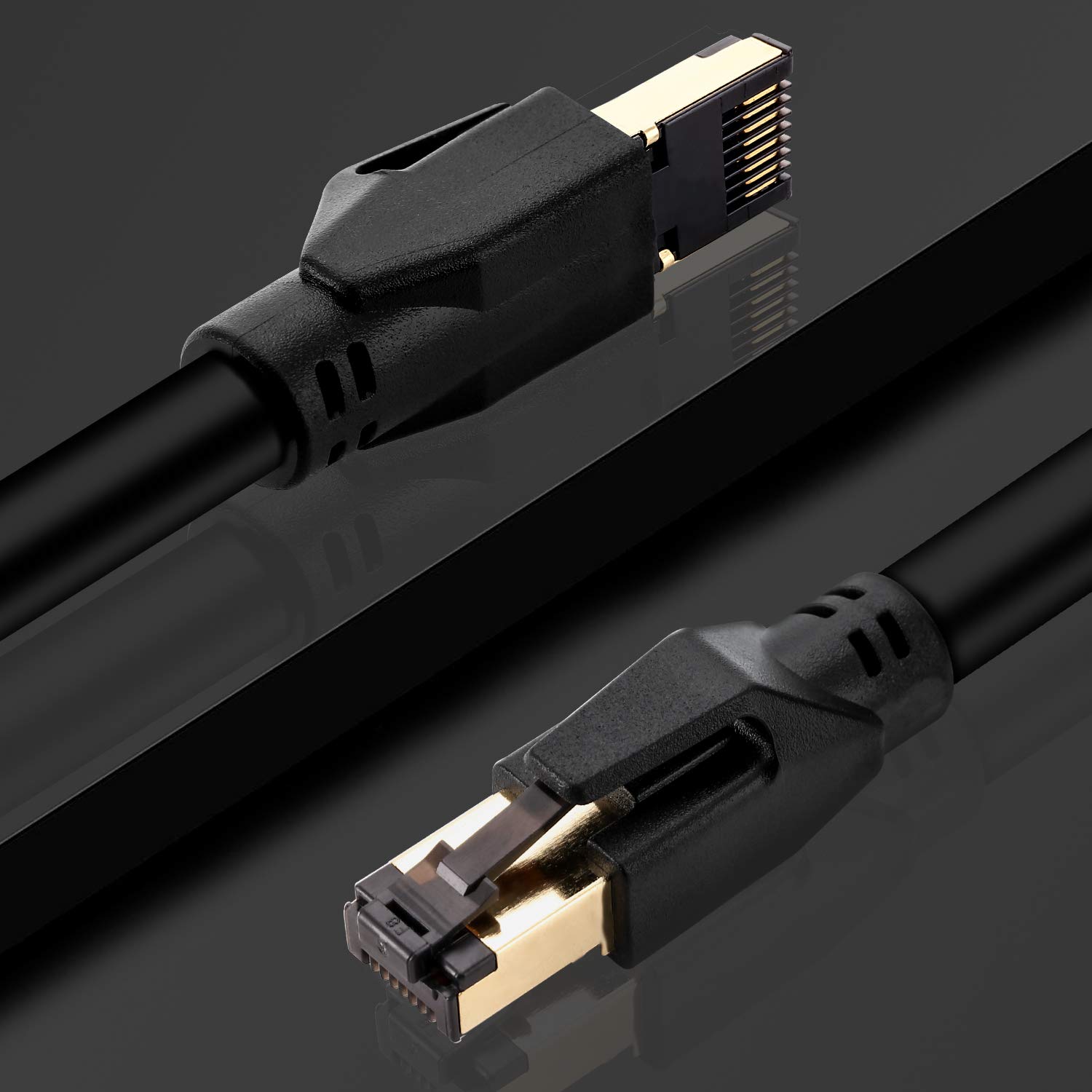 XXONE Cat8 Ethernet Cable 30ft, High Speed 26AWG Cat8 LAN Network Cable 40Gbps, 2000Mhz with Gold Plated RJ45 Connector, Heavy Duty Weatherproof S/FTP UV Resistant for Modem