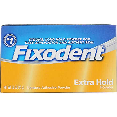 Fixodent Denture Adhesive Powder Extra Hold - 1.6 oz, Pack of 3