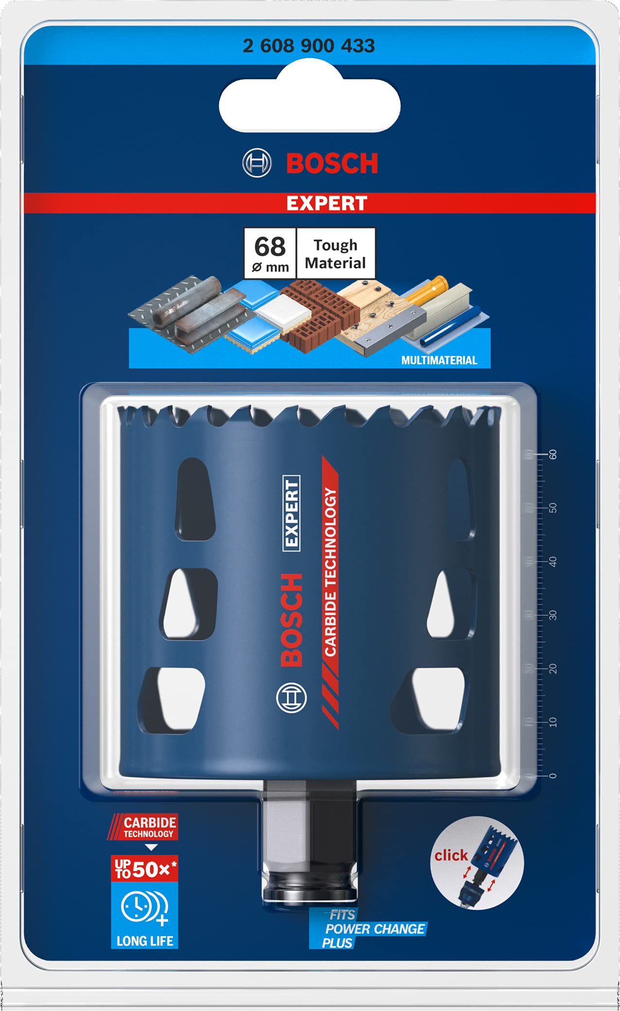 Bosch 1x Expert Tough Material Hole Saw (for Wood with Metal, Brick, Ø 68 mm, Professional Accessory Rotary Drill/Drivers)