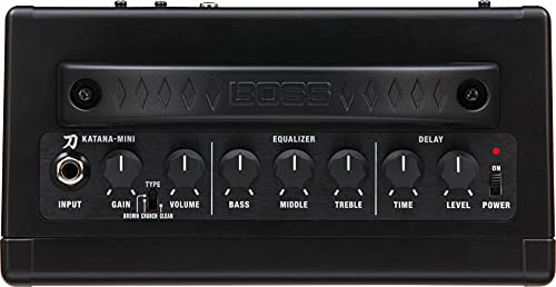 Boss Katana Mini Guitar Combo Amplifier Bundle with Instrument Cable and 3-Pack Picks