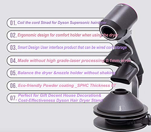 Supersonic Hair Dryer Premium Stand Holder ( Crab part : PU Coating) with Veil Cord Stand Organizer arrangement, Invisible Wire Storage Bathroom & Bedroom Stand Holder [Upgrade]