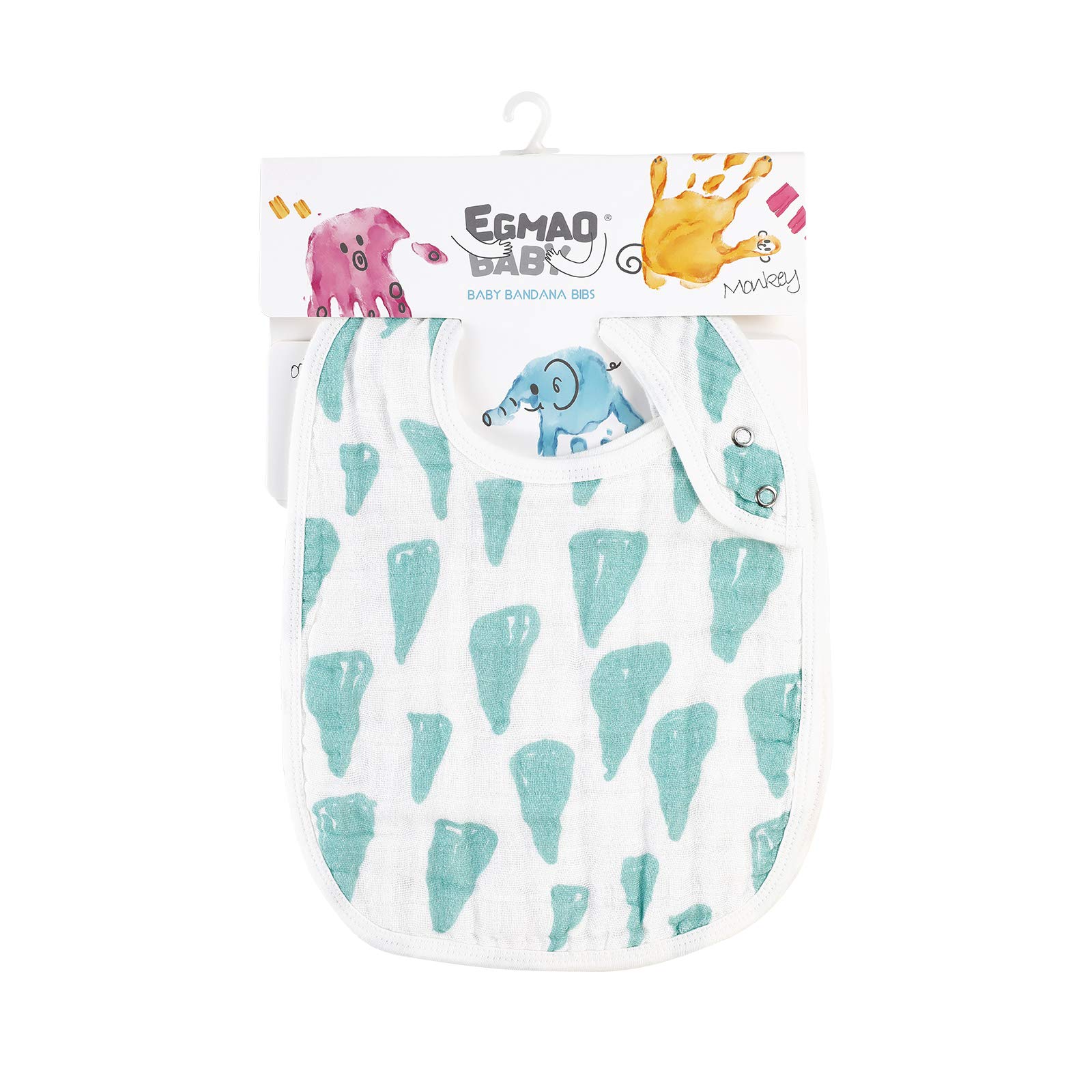 Snap Muslin Bibs for Boys & Girls, 3-Pack Baby Bibs for Infants, Newborns and Toddlers, 100% Cotton Muslin Absorbent & Soft Layers, Adjustable Snaps, Machine Washable, “Simple Joy”