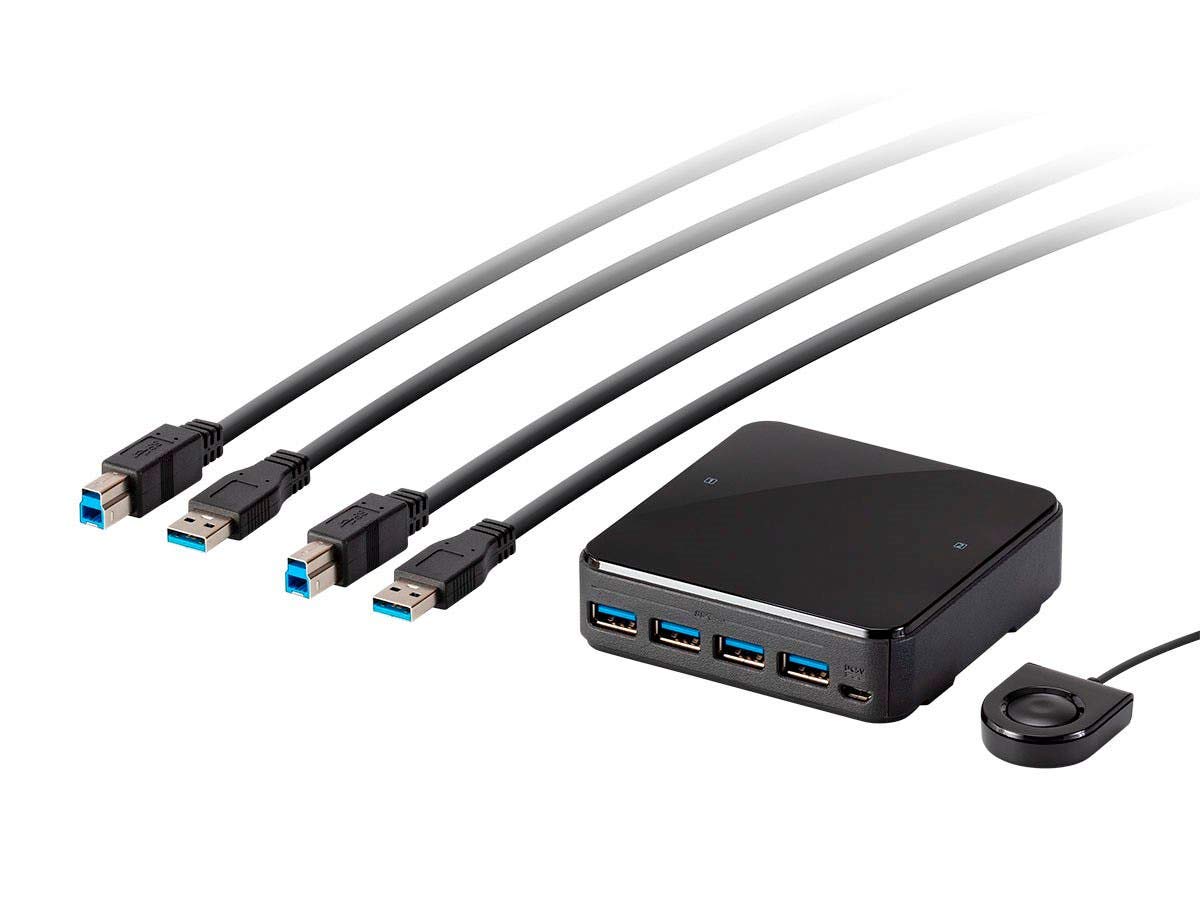 Monoprice 2x4 USB 3.1 Gen1 Peripheral Sharing Switch, Allows 2 Computers to Share 4 USB 3.1 Gen1 Devices
