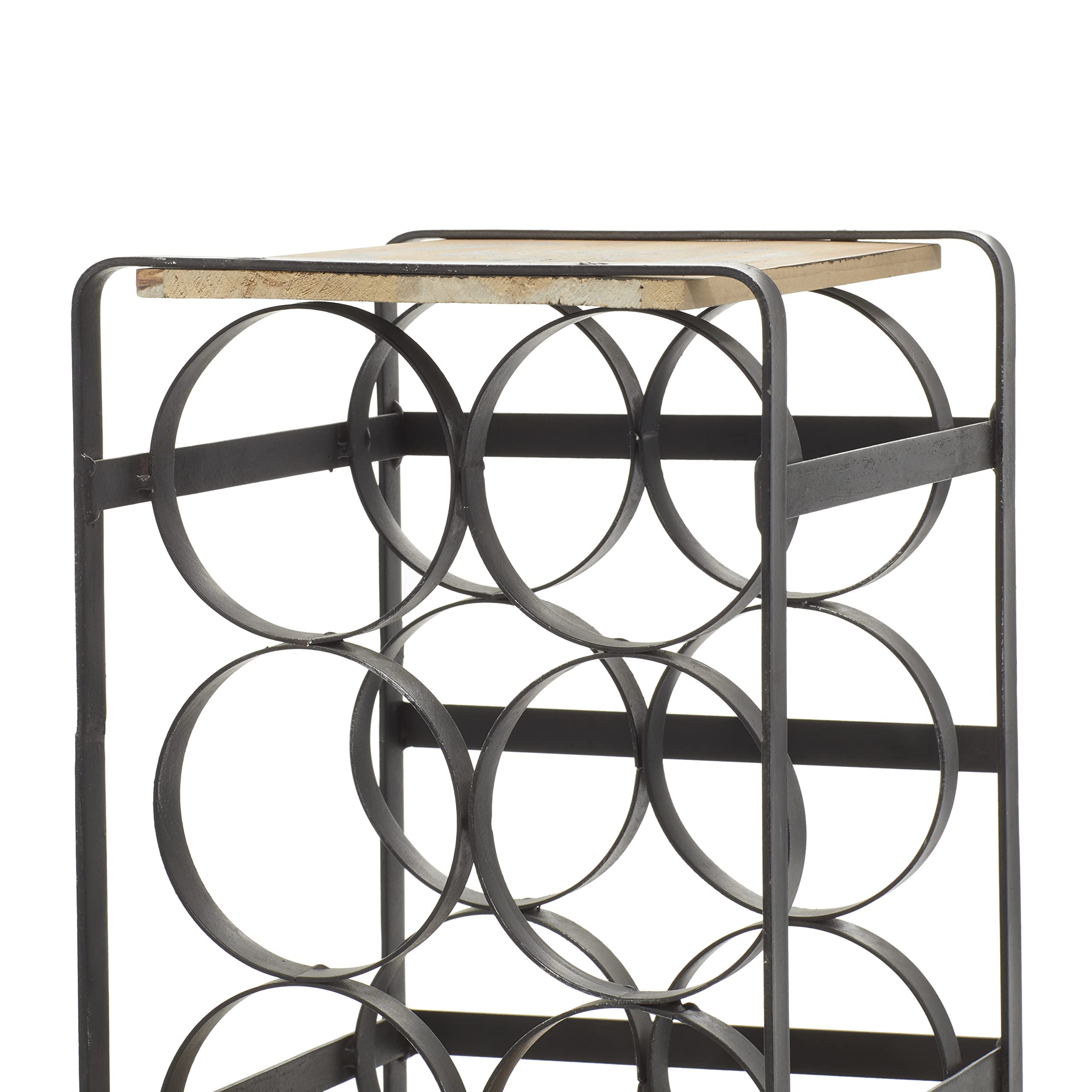 Deco 79 Metal Wood Wine Holder, 10 by 13-Inch