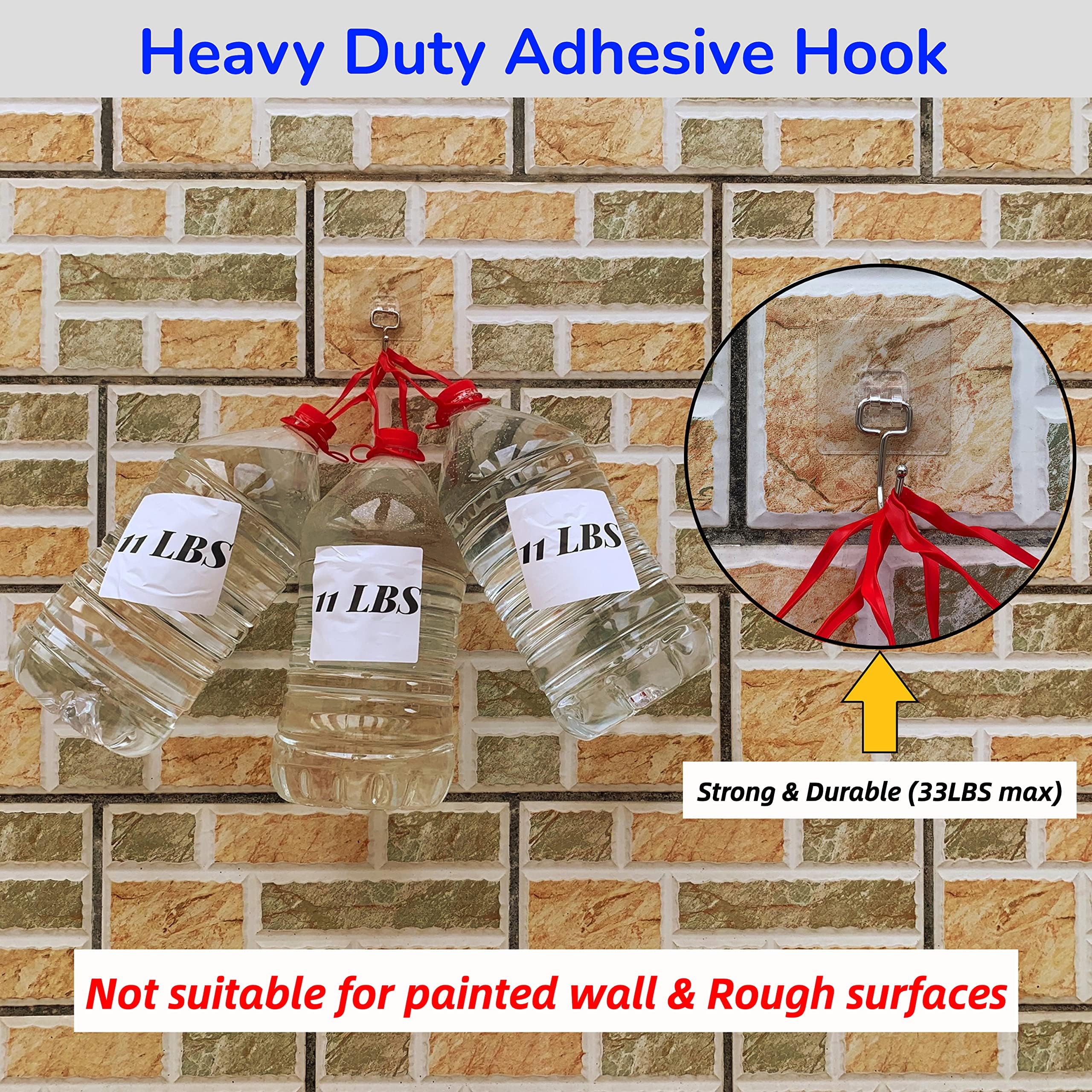 SZNKB Adhesive Hooks for Hanging Heavy Duty 44lbs(Max), Transparent Waterproof Oil-Proof and Rustproof Wall Hooks, Towel and Coats Hooks for Bathroom,Kitchen Home and Office, 12 Pack