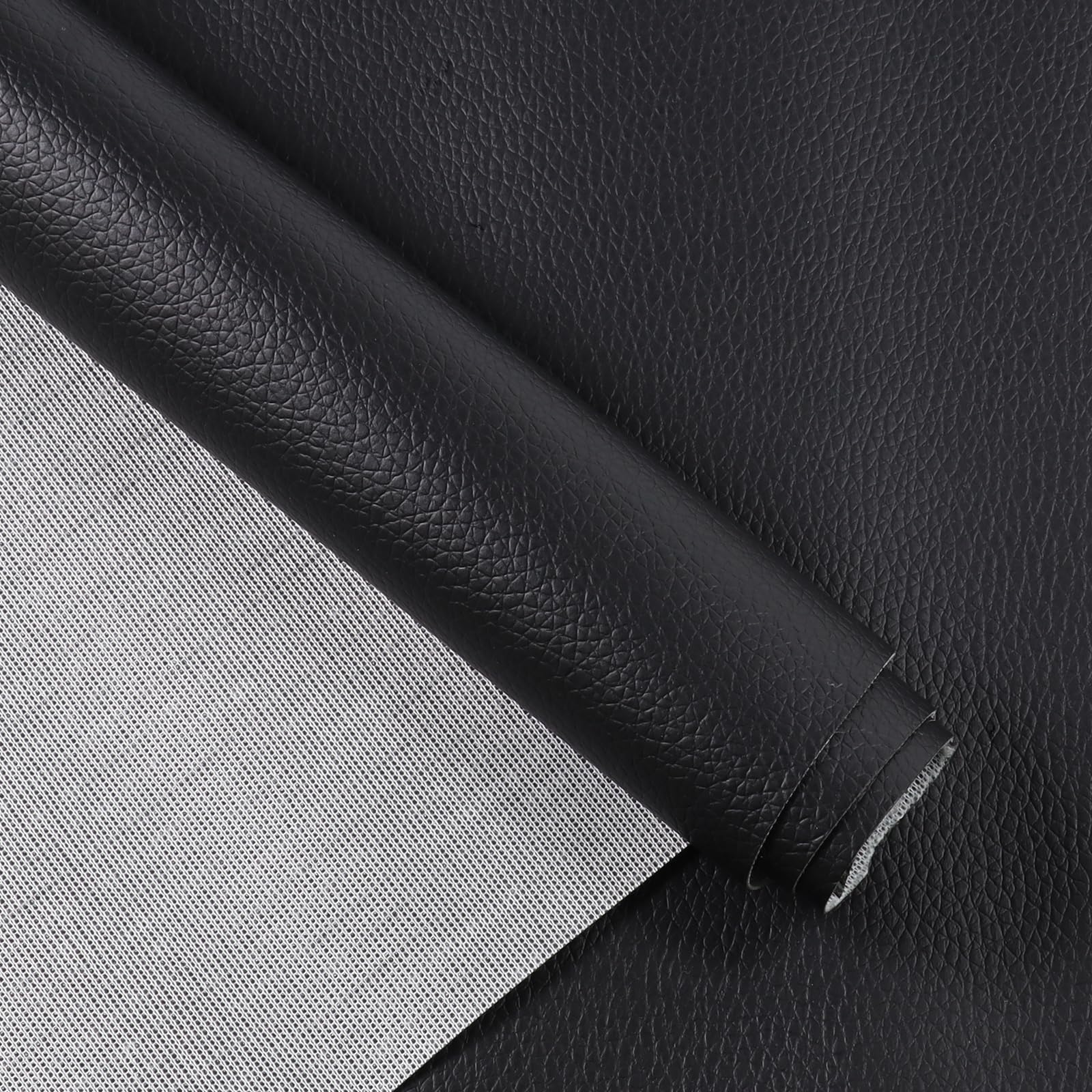 Artificial Leather Fabric Marine Vinyl Material Synthetic Fabrics Soft and Wear-Resisting Hypoallergenic for DIY Upholstery Easy to Clean (1Yard, Black)
